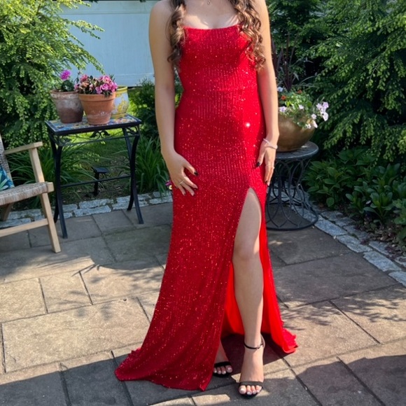 Dresses | Red Sequin Prom Dress Size | Poshmark